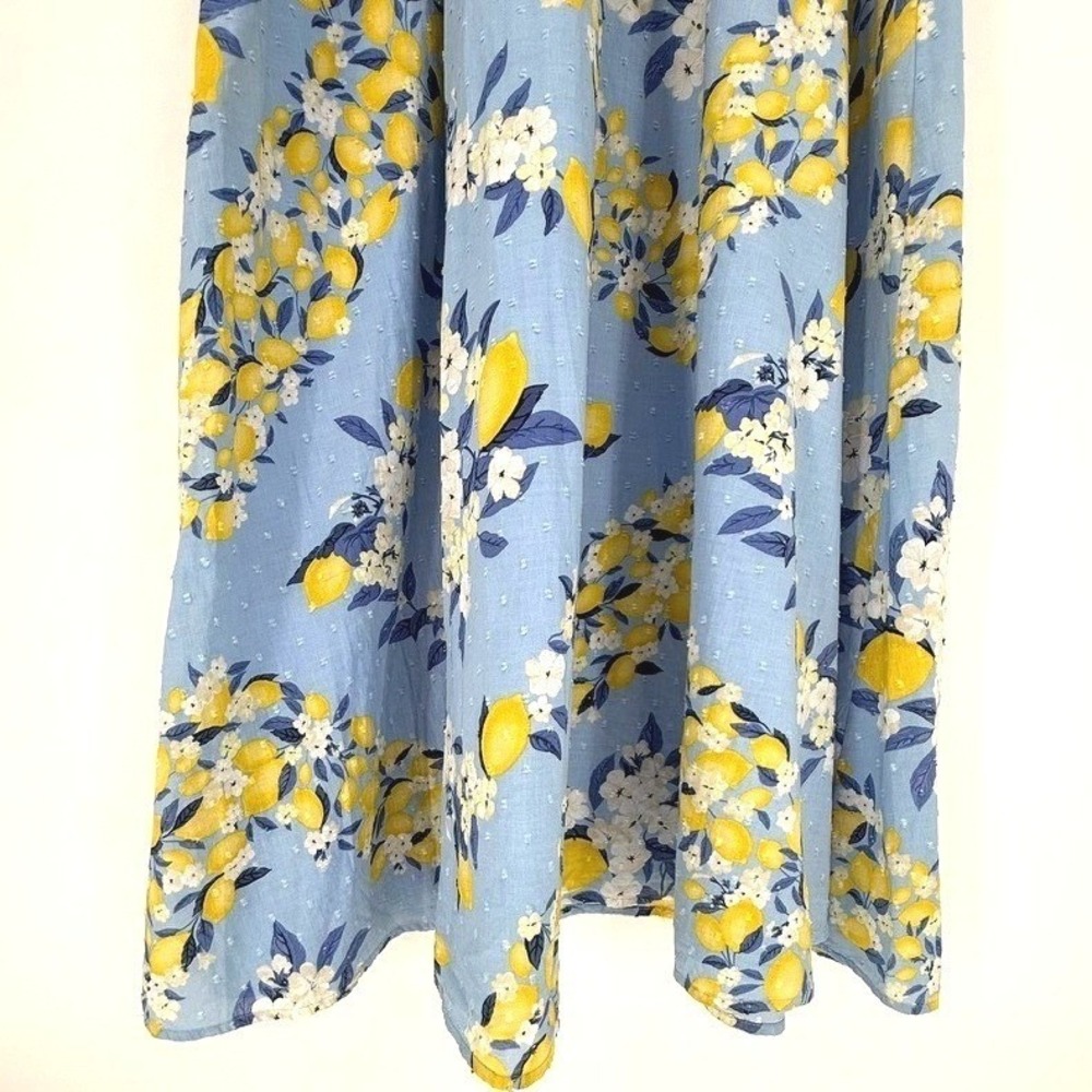 Ann Taylor | Dresses | Ann Taylor Blue Lemon Floral Swiss Dot Cotton ...